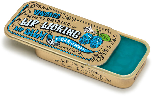 Blue Raspberry Lip Licking Flavored Lip Balm - Vintage Slider Tin ...